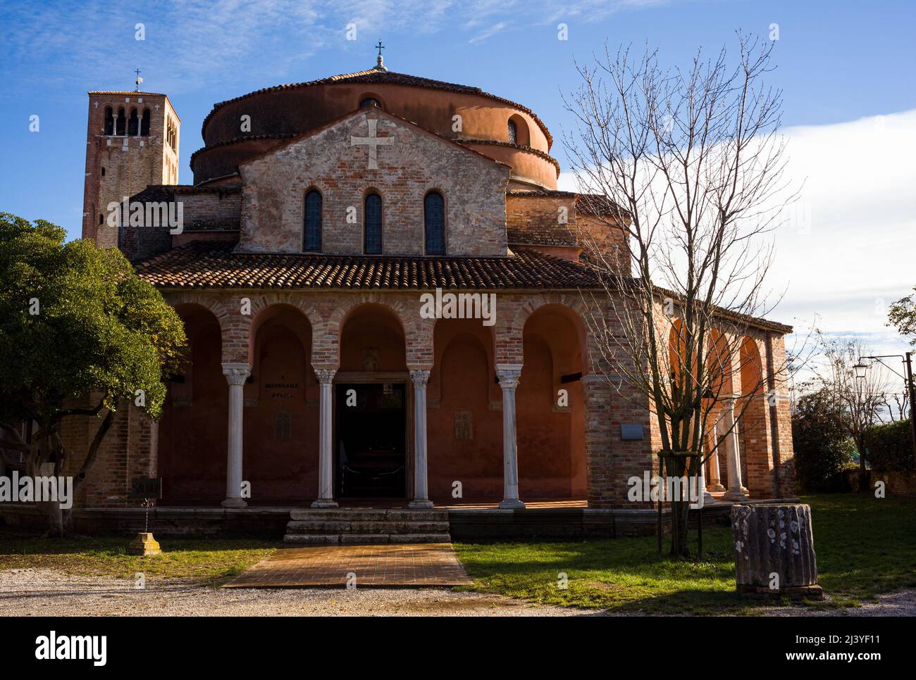 View of Facade of the Santa Fosca Church in Torcello, Italy Stock Photo ...