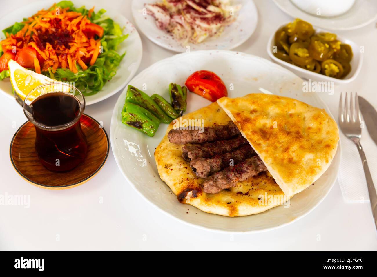 A traditional Turkish dish called Shish Kefte Stock Photo - Alamy