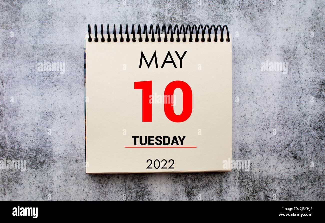 Save the Date written on a calendar - May 10 Stock Photo - Alamy