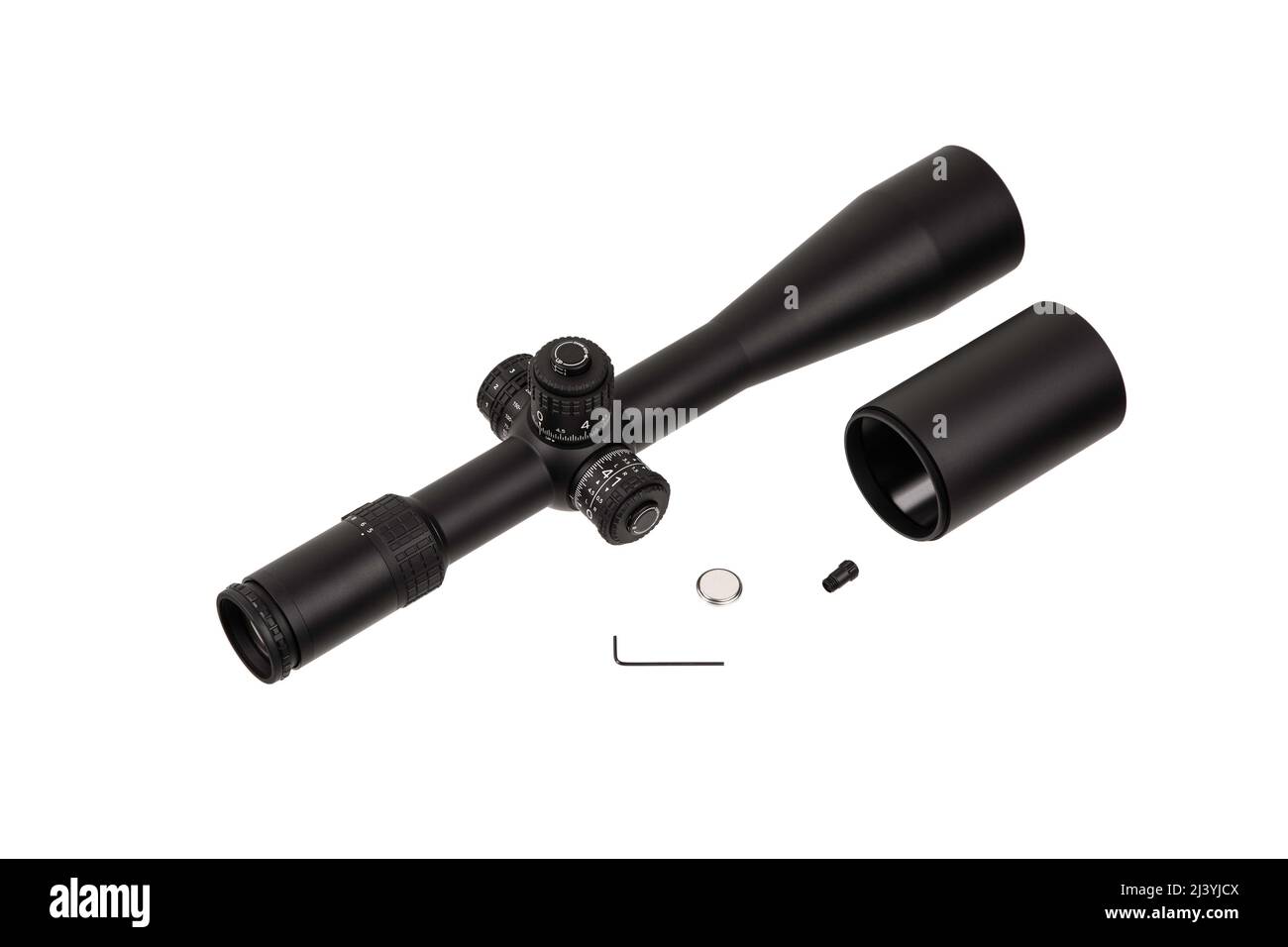 Modern black optical sight. Optical device for aiming at long distances ...