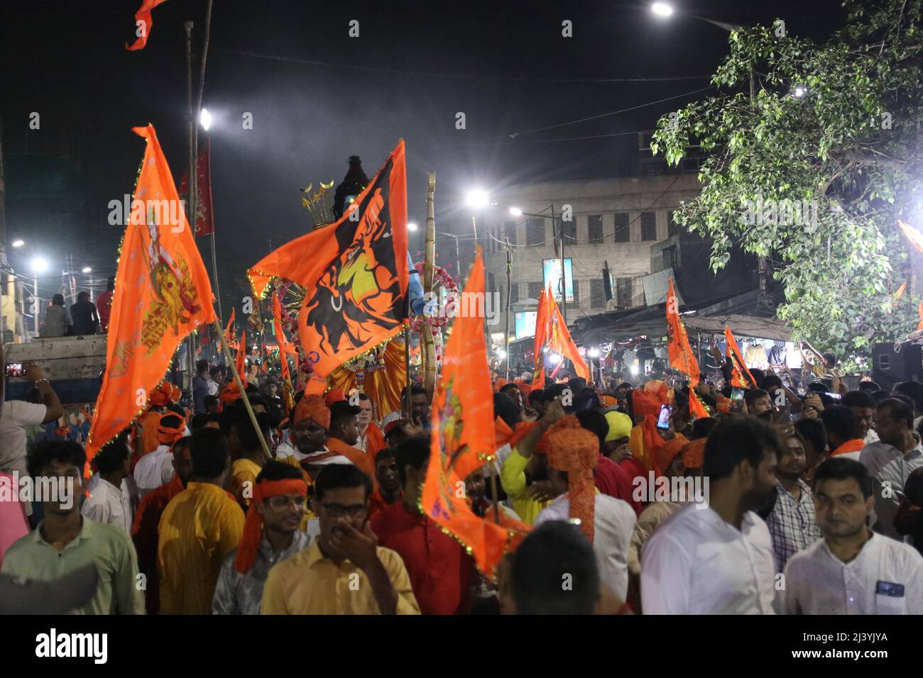 Kolkata, West Bengal, India. 10th Apr, 2022. Indian devotees take part in a religious procession ...