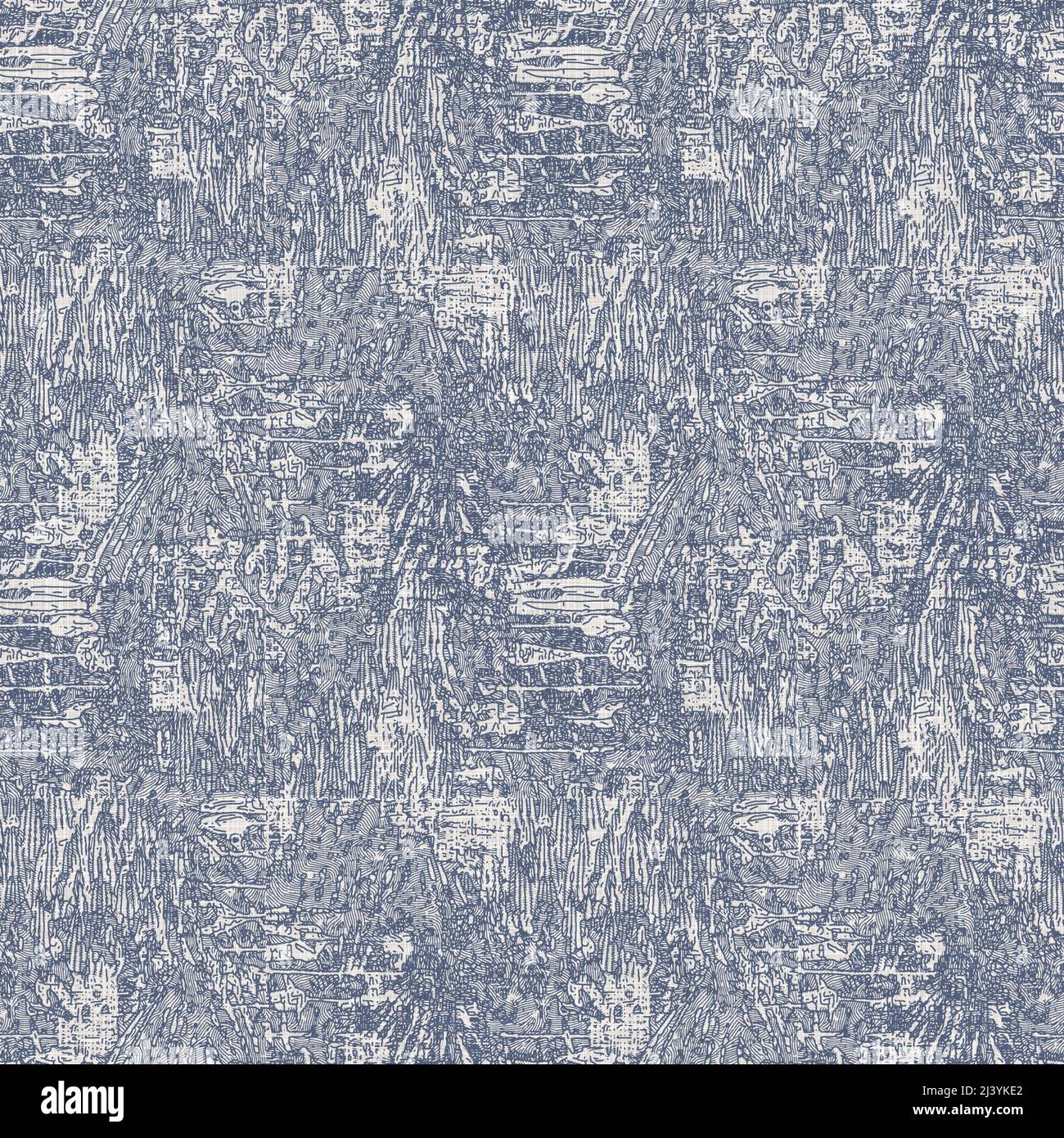 French blue irregular mottled linen seamless pattern. Tonal country ...