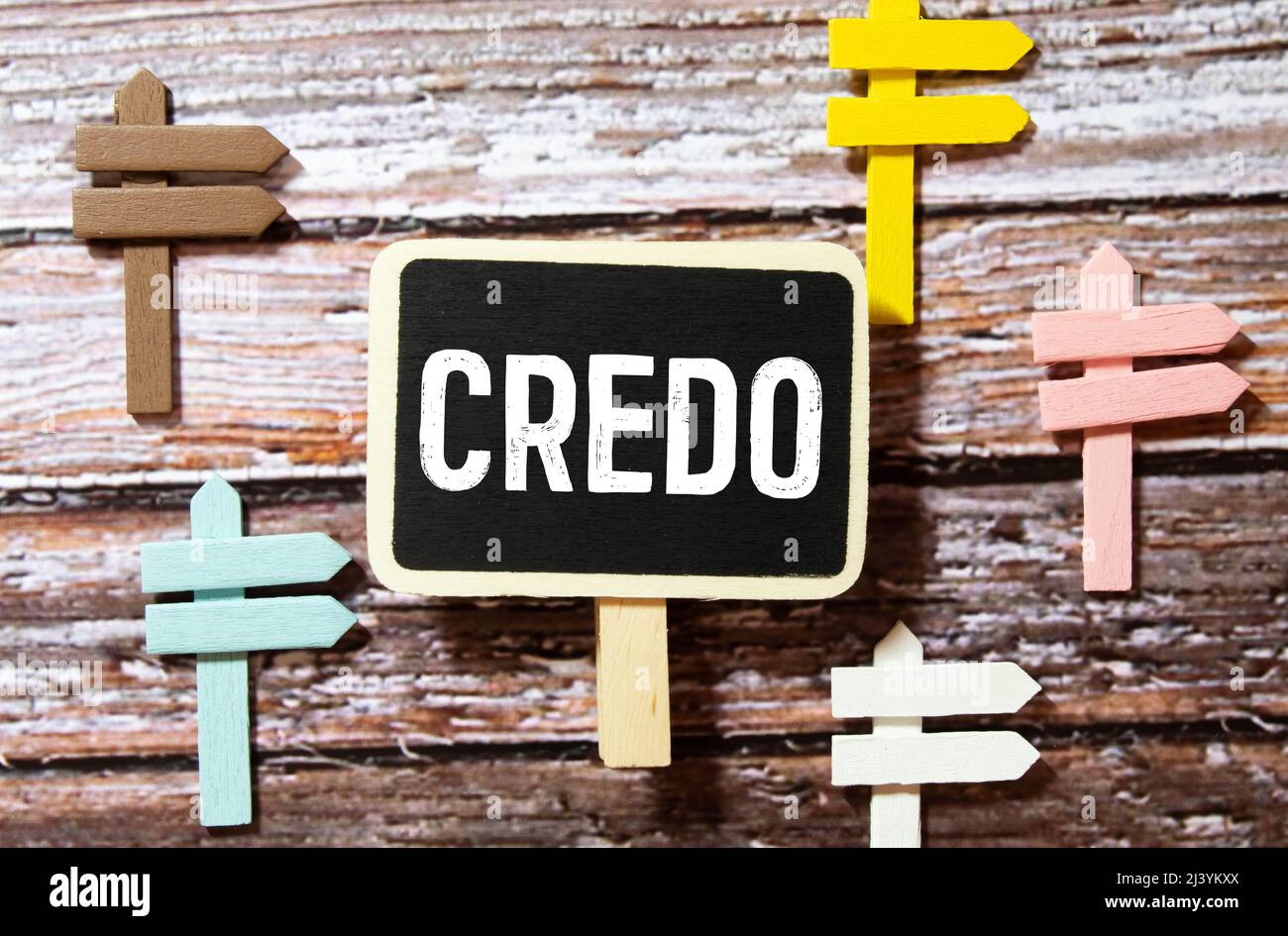 CREDO - word on a green background with a black handle. Info concept ...