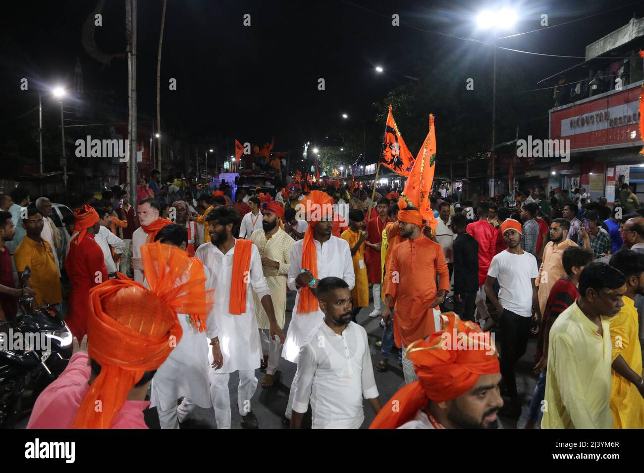 Kolkata, West Bengal, India. 10th Apr, 2022. Indian devotees take part in a religious procession ...