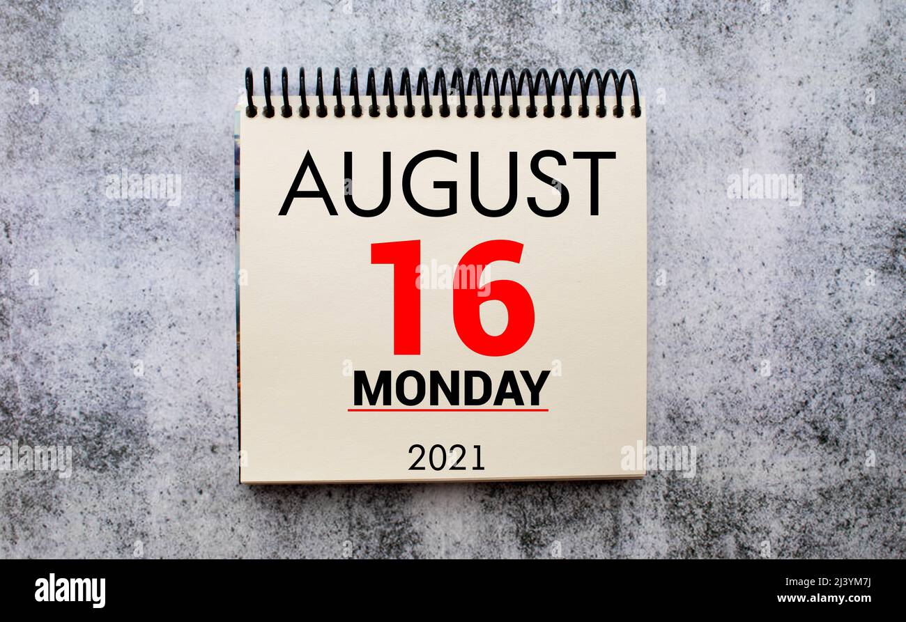 Save the Date written on a calendar - August 16 Stock Photo - Alamy