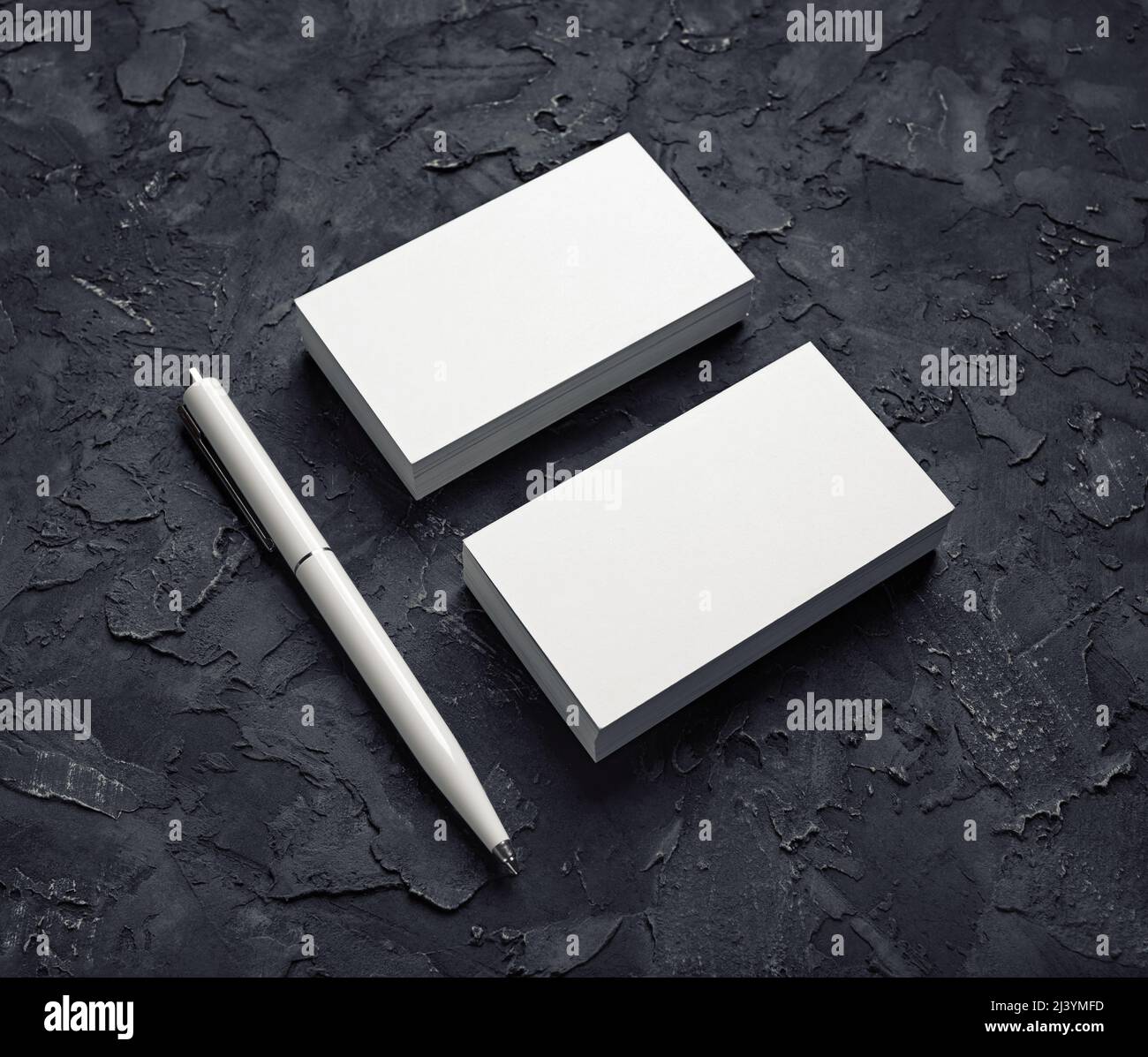 Blank business cards and pen. Template for graphic designers portfolios ...