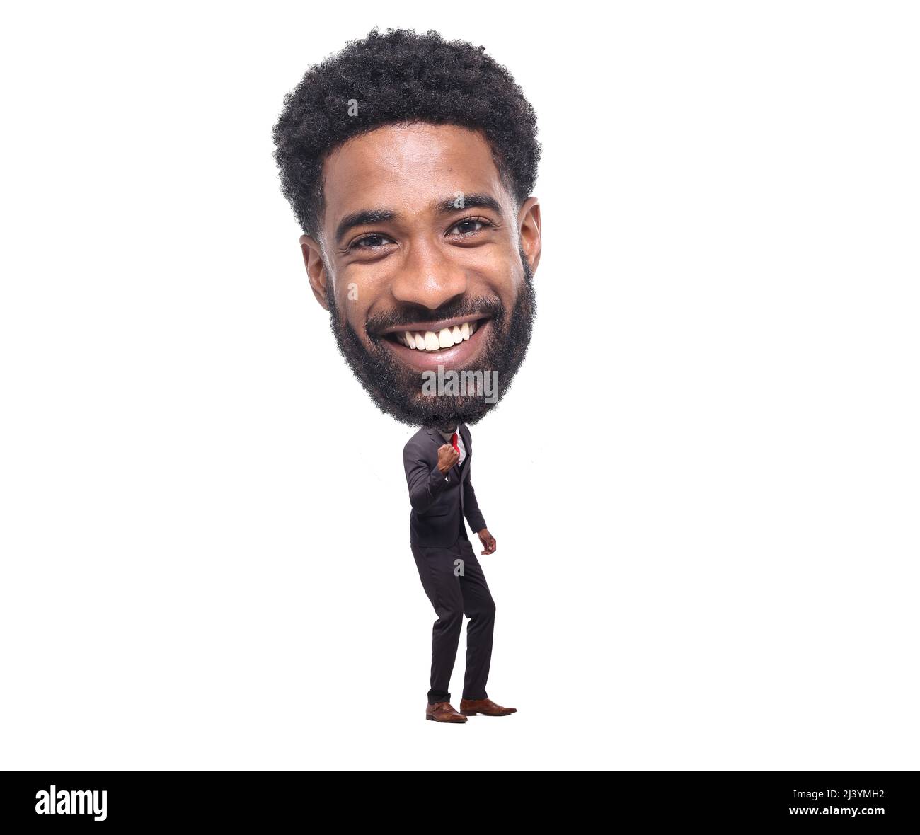 Beautiful man in front of a white background with a big Head Stock ...