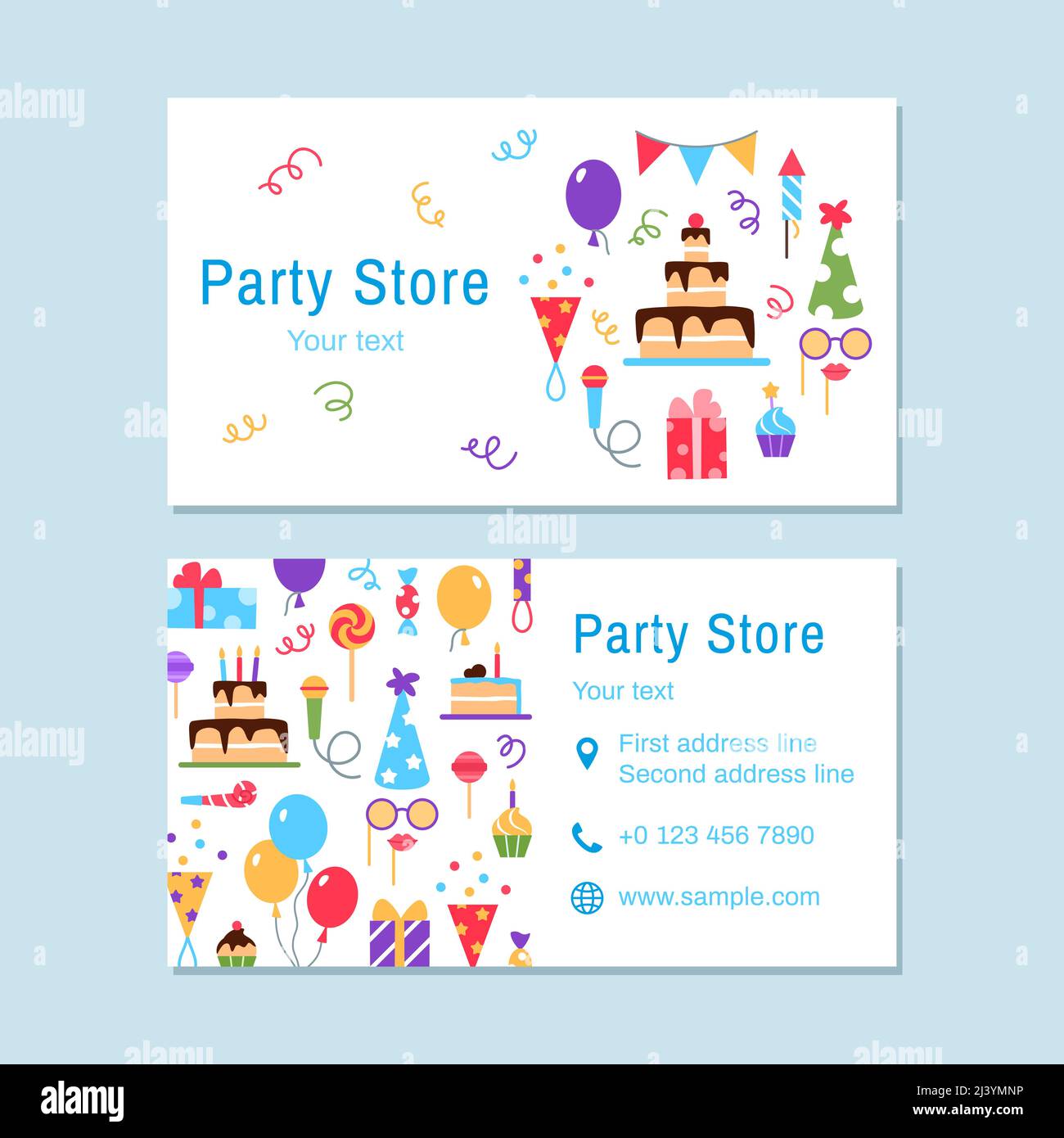 Party store business card Event service visit card Stock Vector Image ...