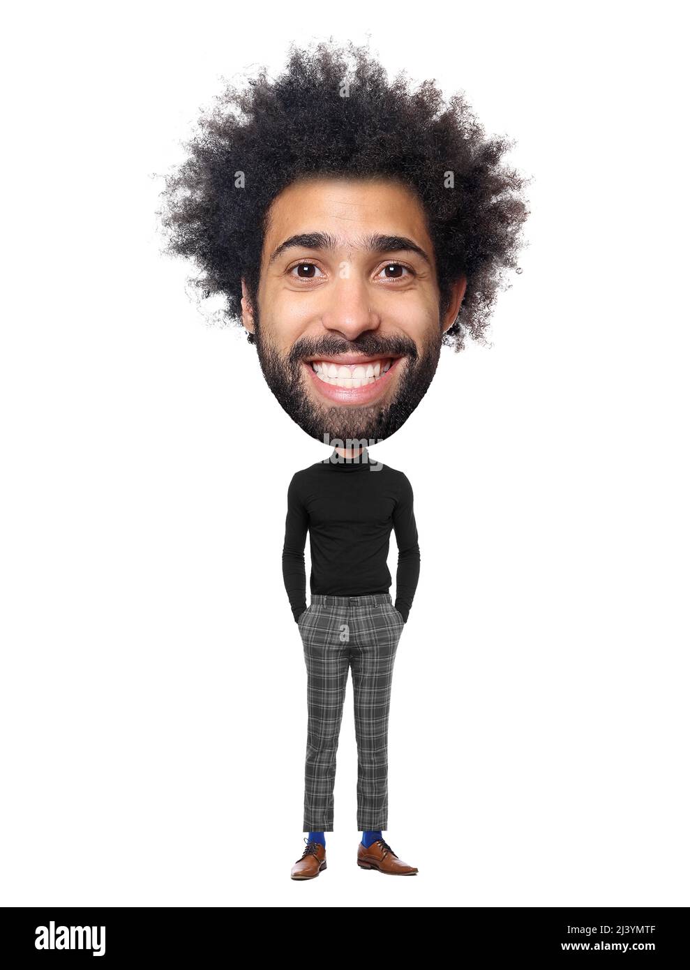 Beautiful man in front of a white background with a big Head Stock ...
