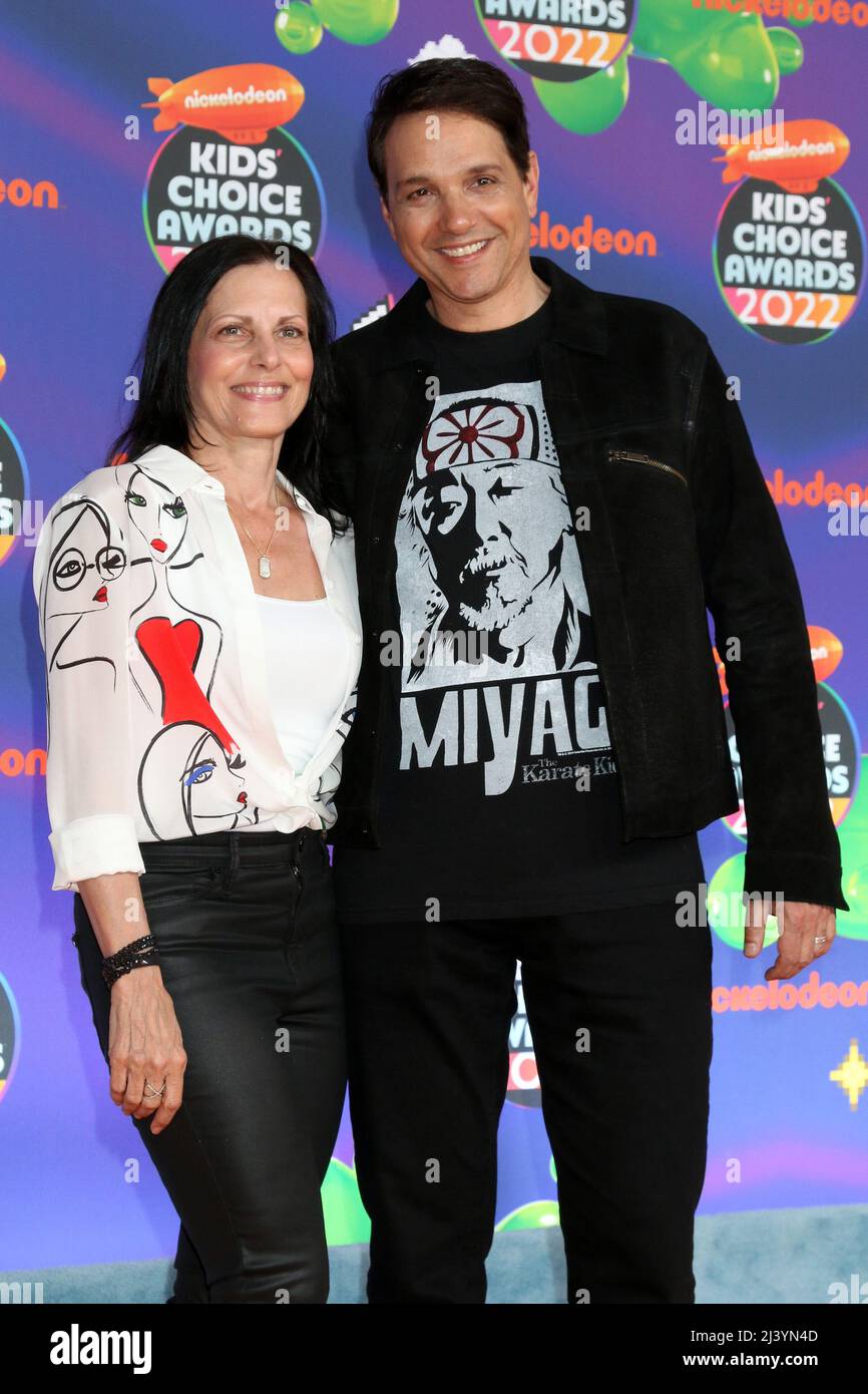 LOS ANGELES - APR 9: Ralph Macchio, wife at the 2022 Kids Choice Awards ...