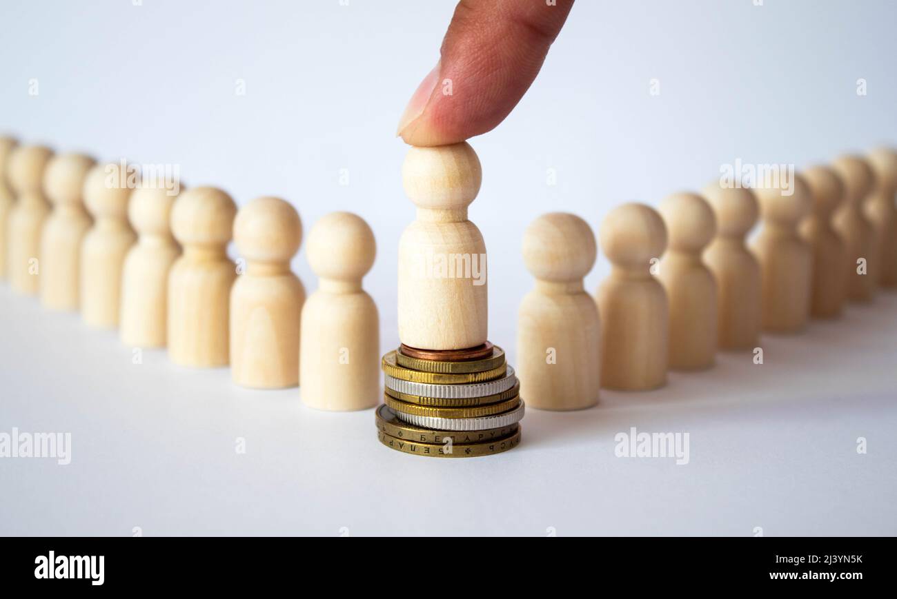 Small group of separated people seen from above represented anonymous ...