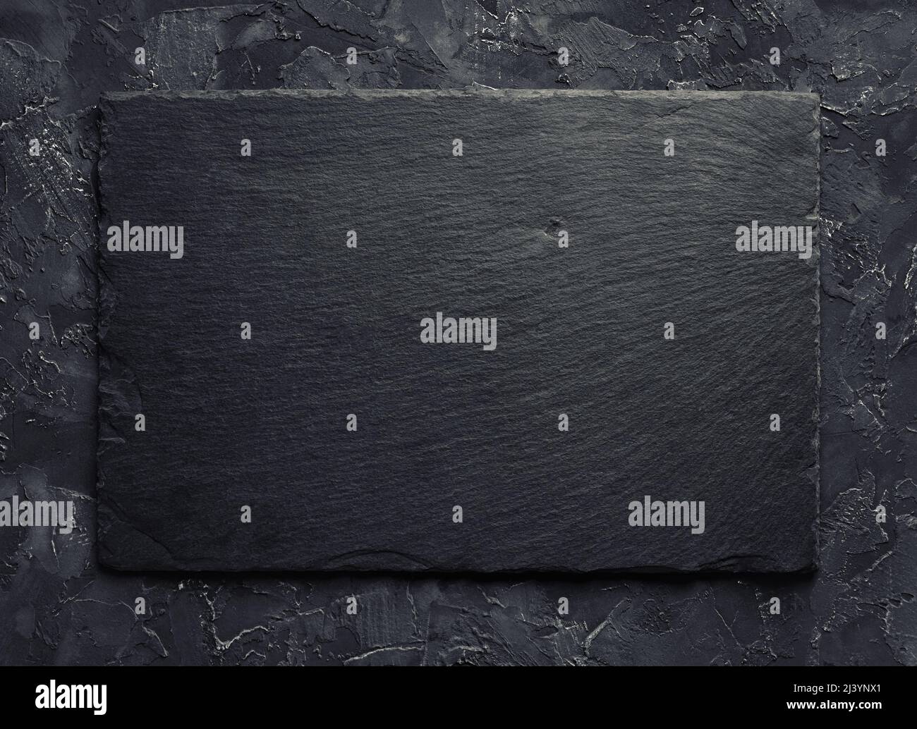 Blank black slate plate background. Top view Stock Photo - Alamy