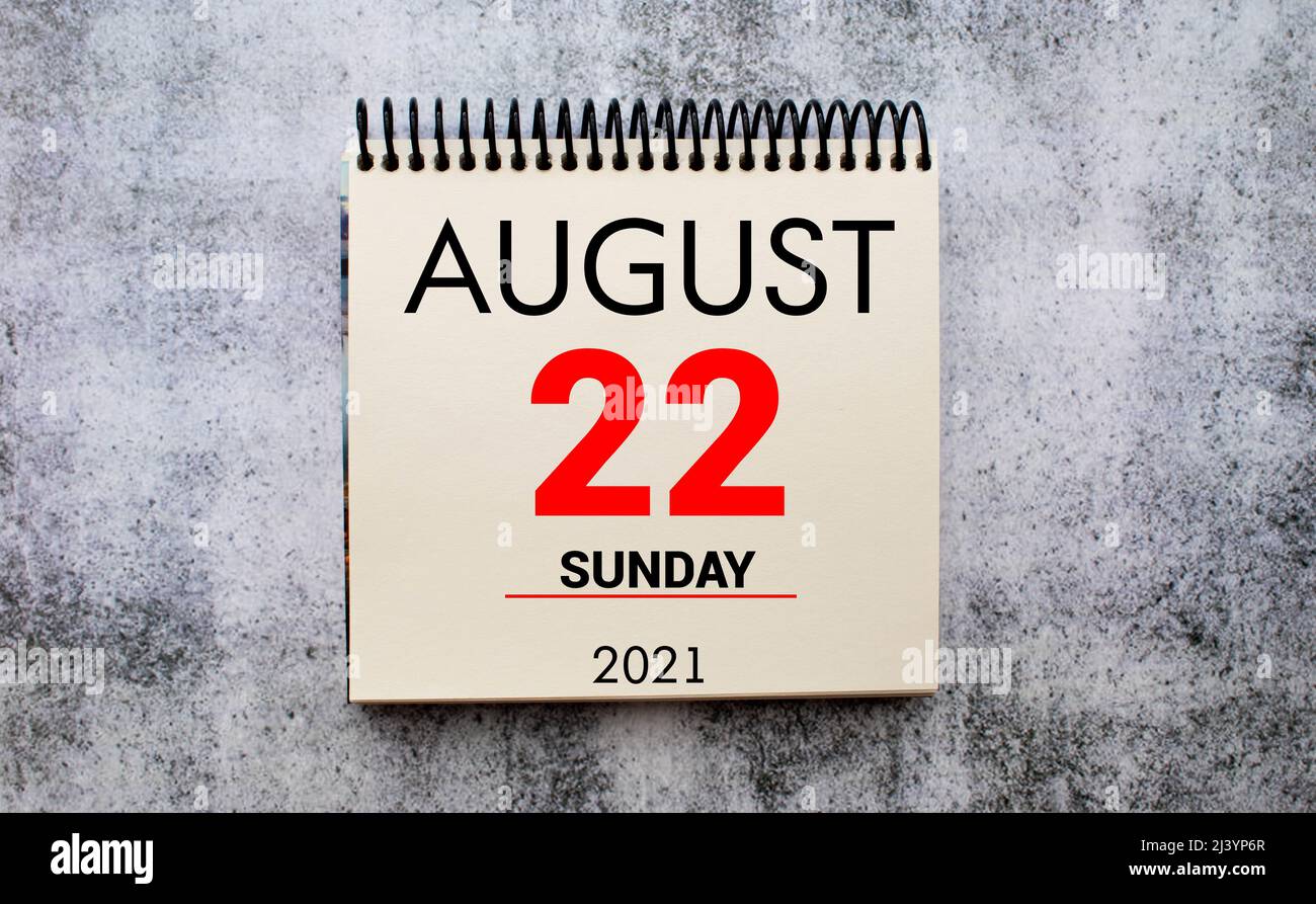 Save the Date written on a calendar - August 22 Stock Photo - Alamy