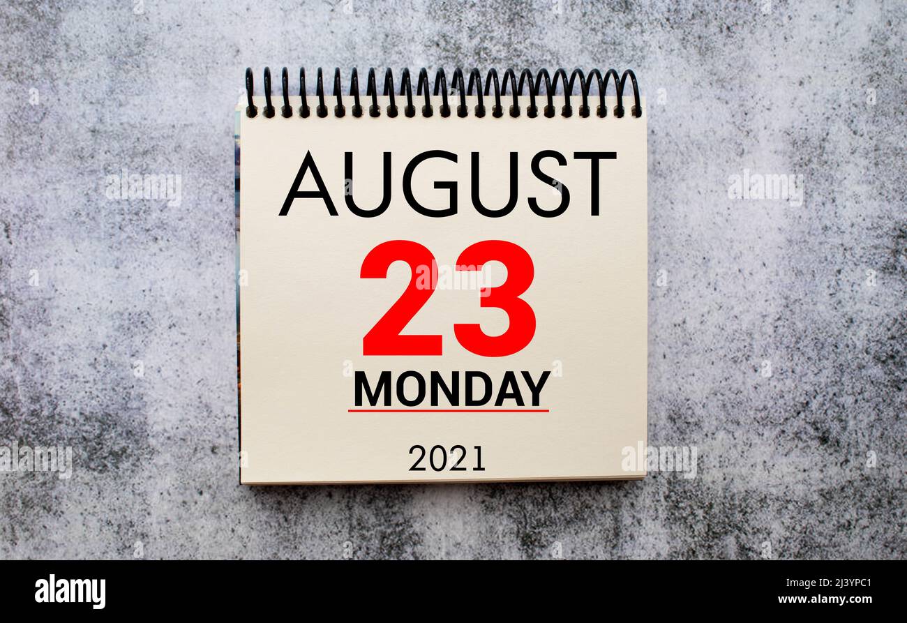 Save the Date written on a calendar - August 23 Stock Photo - Alamy