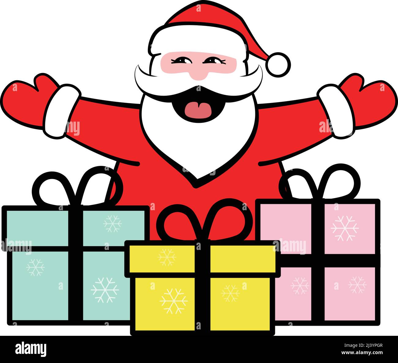 Santa Claus opens his hands, ready to give you a hug and gifts Stock ...