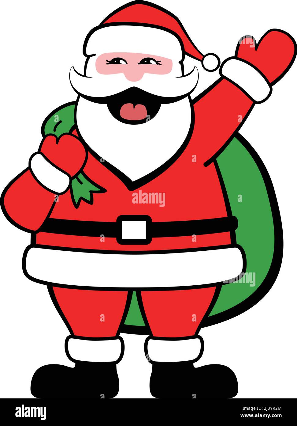 Santa Claus carrying a gift bag, say hello to you, stock illustration ...