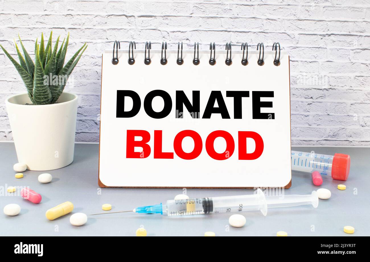 Daily planner with the entry Blood donation Stock Photo - Alamy