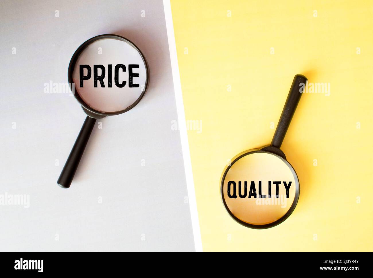 Symbol for choosing quality instead of a cheap price. Two Hands hold ...