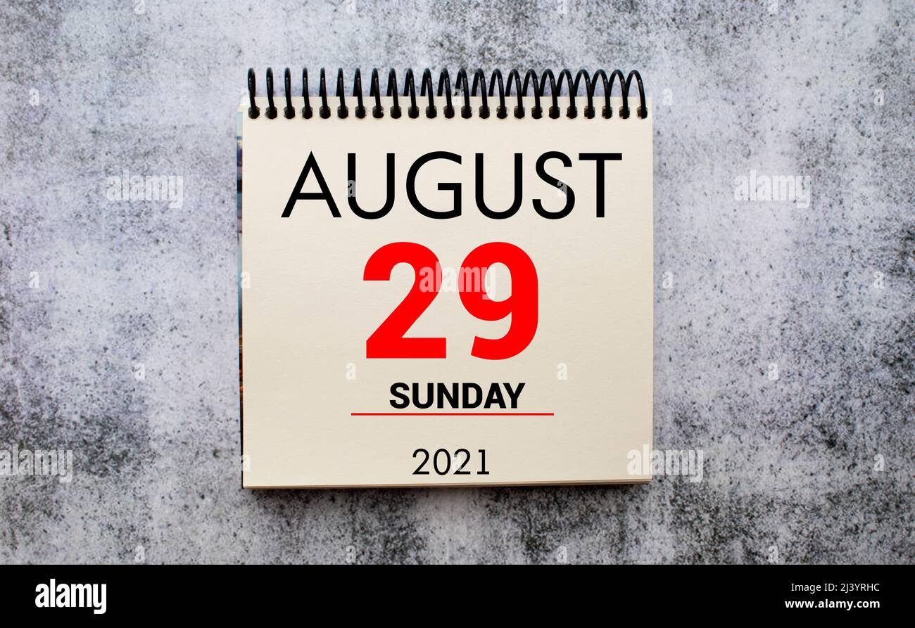 Save the Date written on a calendar - August 29 Stock Photo - Alamy