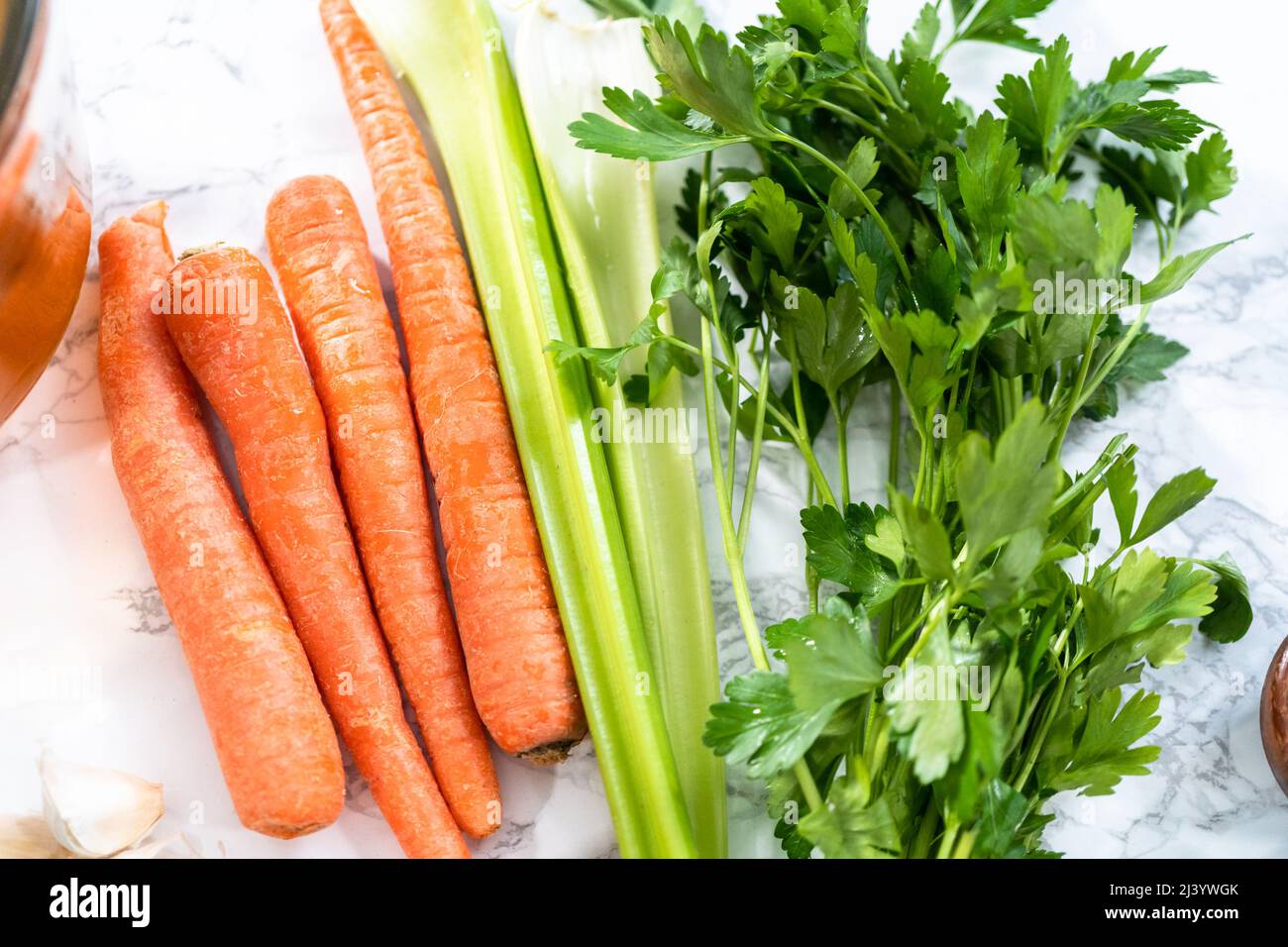 Ingredients to cook vegetarian white bean soup Stock Photo - Alamy