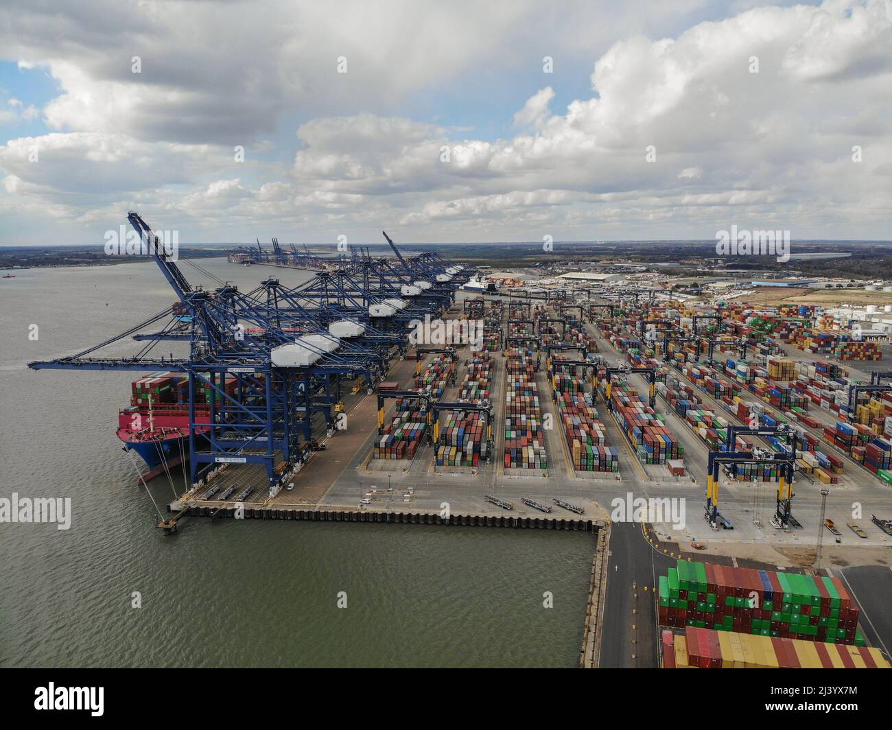 (EDITOR'S NOTE : Image taken with a drone)Port of Felixstowe which is ...