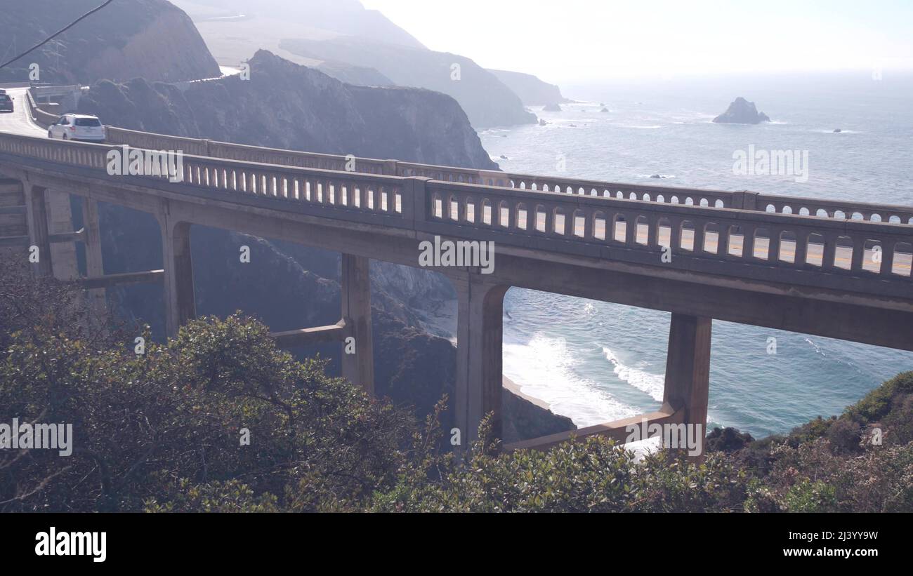 Bixby creek bridge, arch architecture. Pacific coast highway 1 landmark ...