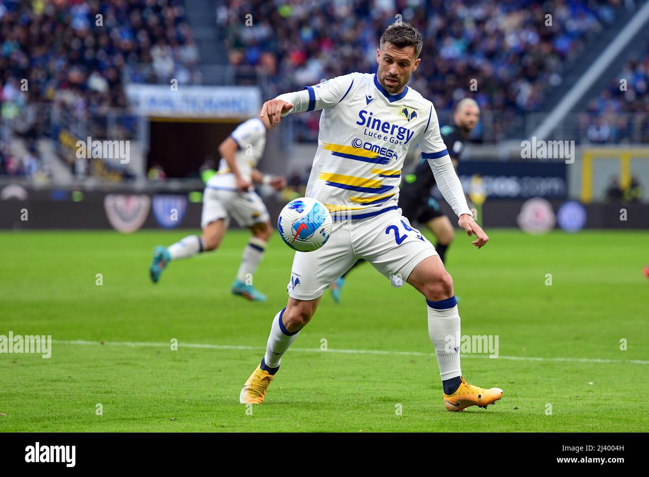 Milano, Italy. 09th, April 2022. Daniel Bessa (24) of Hellas Verona ...