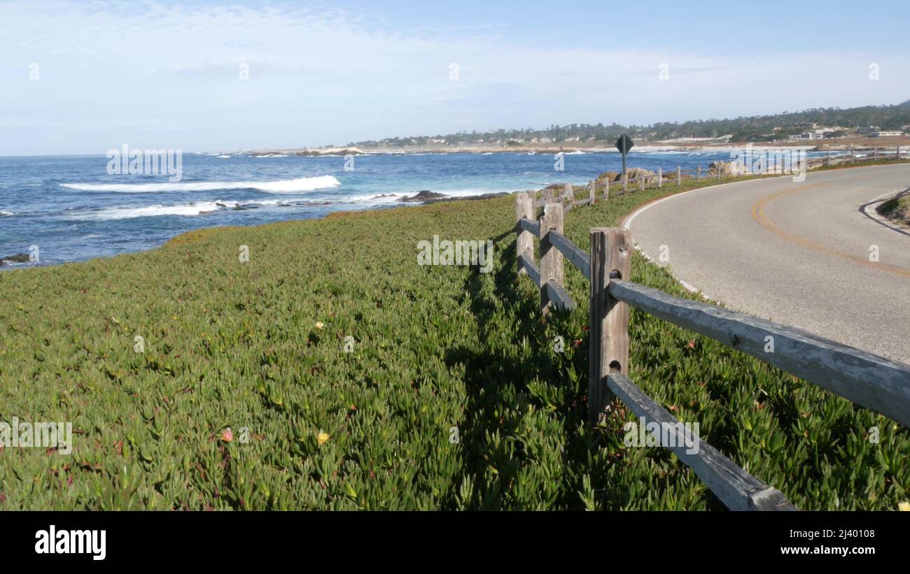 17-mile drive scenic road, Monterey, California USA. Trip along ocean ...