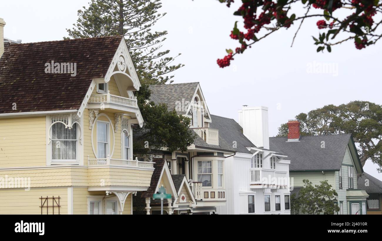 Row of old victorian style houses, historic residential district ...