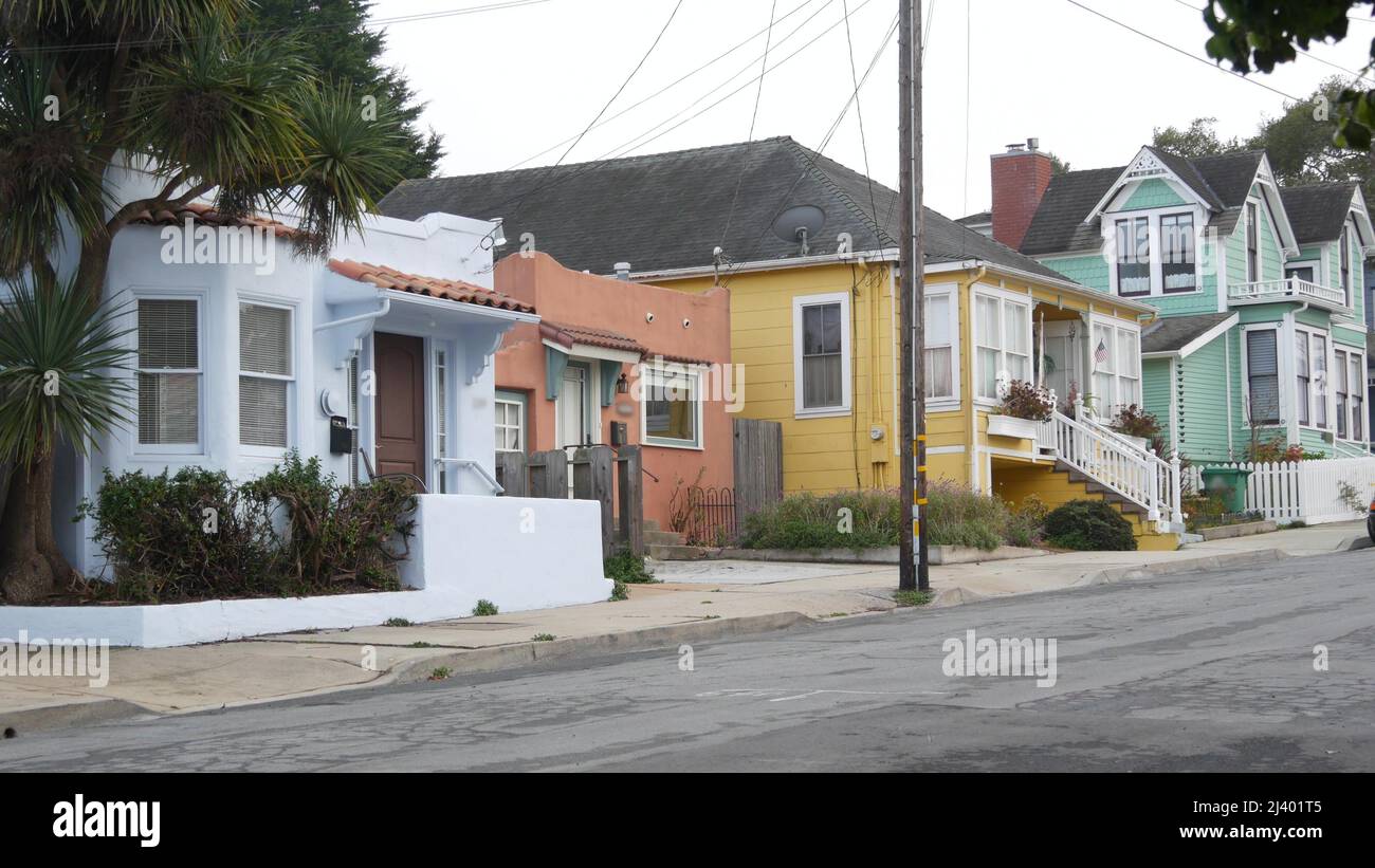 Row of old victorian style houses, historic residential district ...