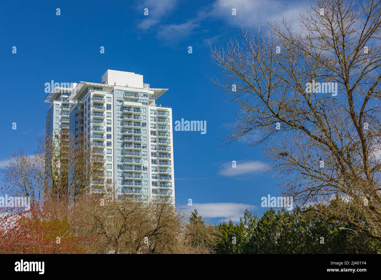 Facade detail of a modern high-rise apartment building. Abstract ...