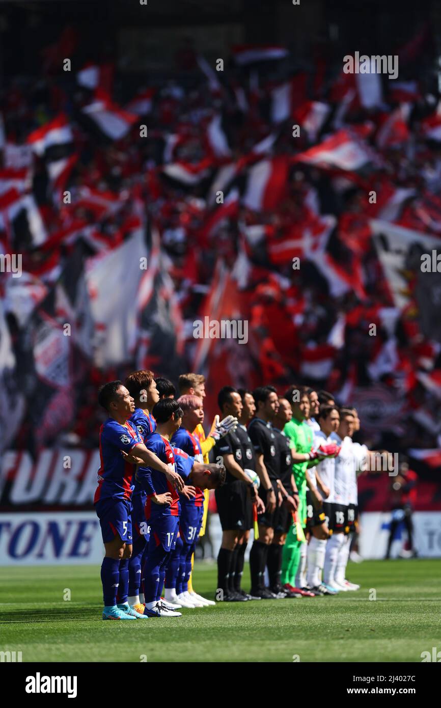 Ajinomoto Stadium, Tokyo, Japan. 10th Apr, 2022. (L-R) FCFC Tokyo team ...
