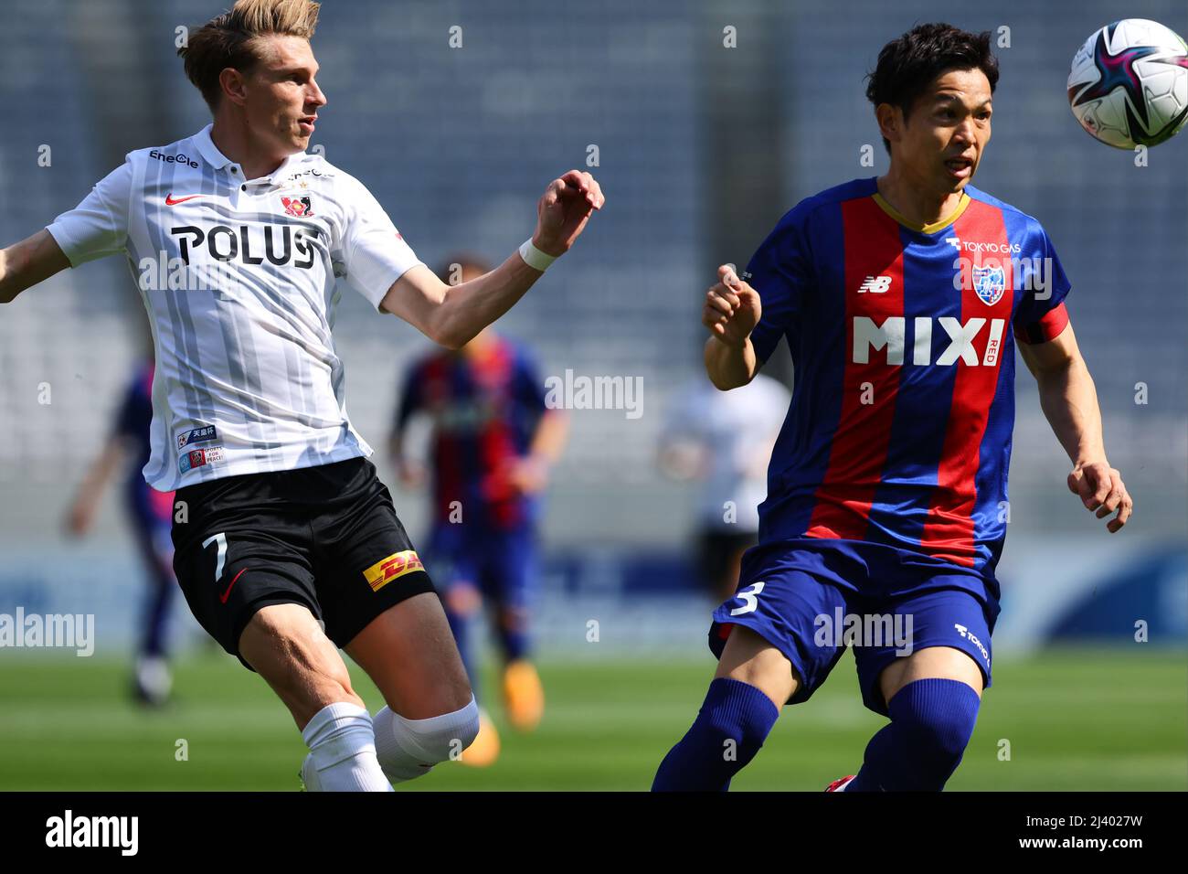 Ajinomoto Stadium, Tokyo, Japan. 10th Apr, 2022. (L-R) Kasper Junker ...