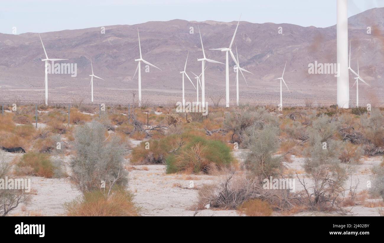 Windmills turbine rotating, wind farm or power plant, alternative green ...