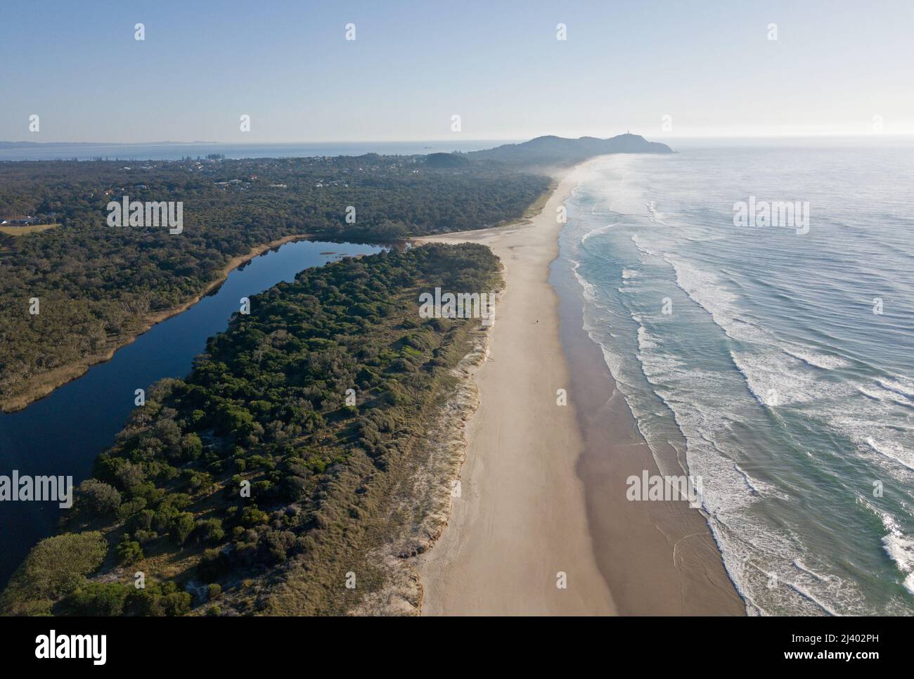 Wide stretch of beach at Byron bay, New South Wales, Australia Stock ...