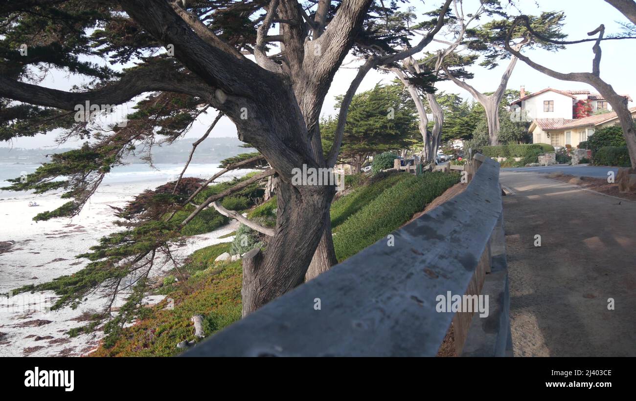 Promenade path, walkway, trail or footpath, ocean sandy beach in Carmel ...