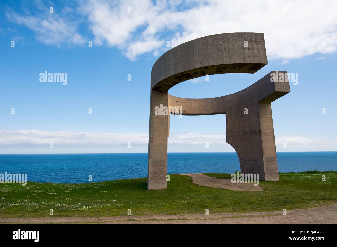 Monument front the Spanish coast. View of the Atlantic Ocean Stock ...