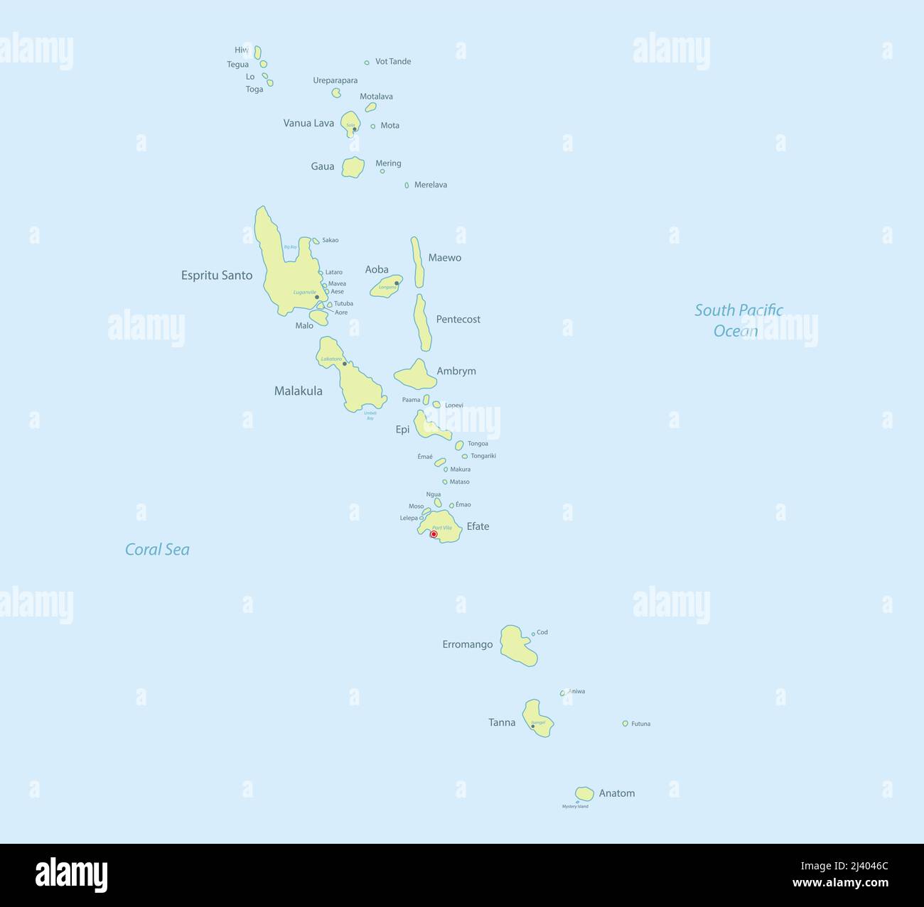 Vanuatu map detailed, islands and city with names, classic maps design ...