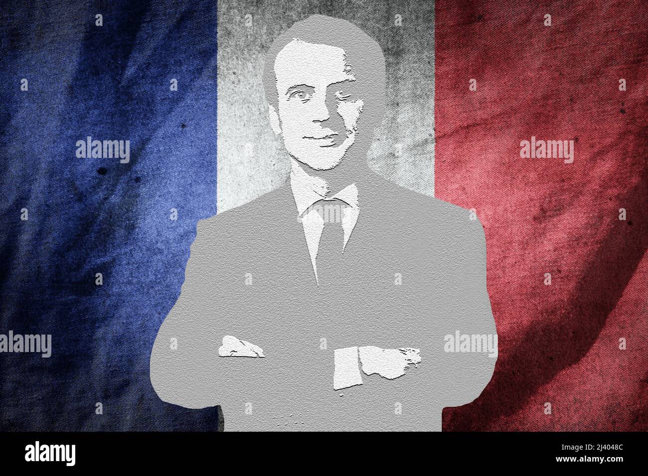 Emmanuel Macron and the French flag Stock Photo - Alamy