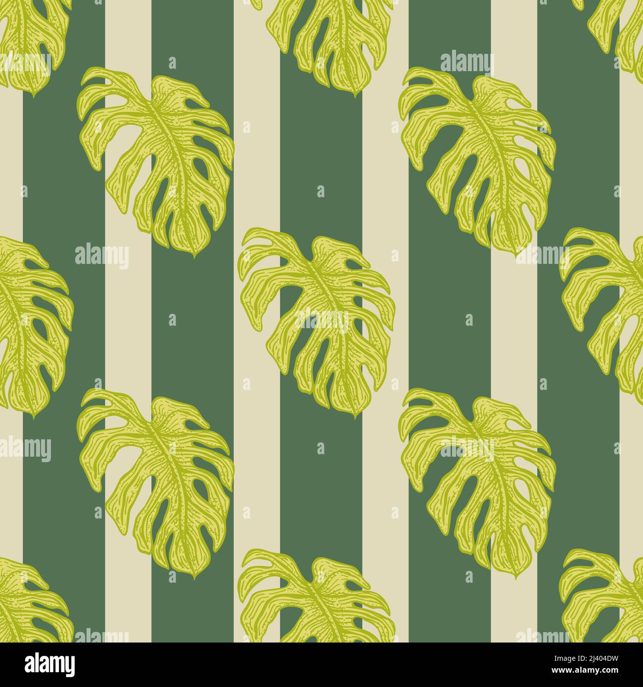 Monstera leaf seamless pattern.Vintage tropical branch in engraving ...