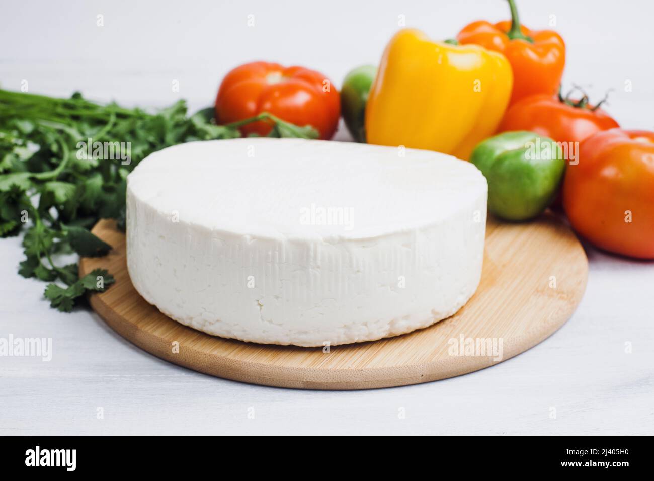 Mexican white panela cheese with fresh ingredients in Mexico Latin ...