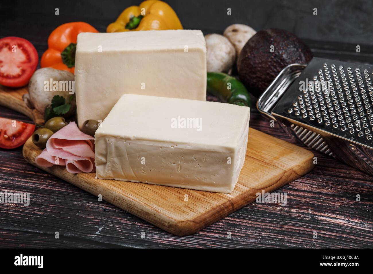 Mexican Chihuahua cheese or mennonite cheese and tequila or mezcal shot ...