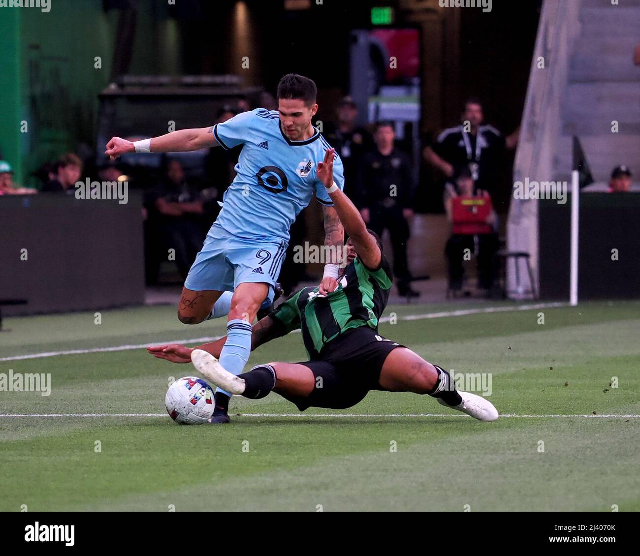 April 10, 2022. Jhojan Valencia #5 of Austin FC in action vs the ...