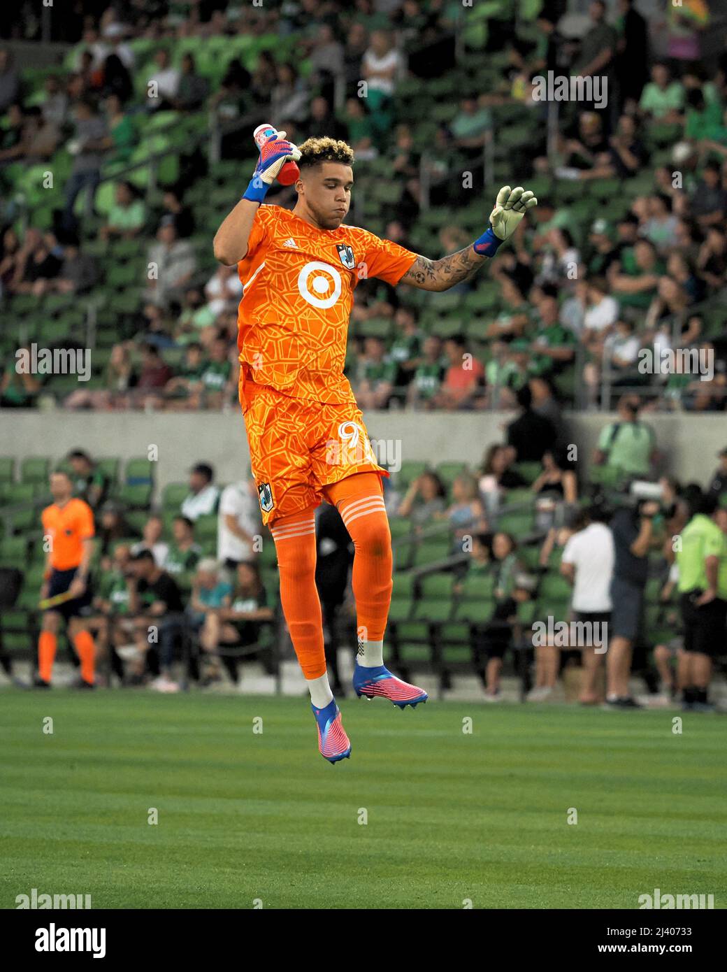 April 10, 2022. Dayne St. Clair #97 of the Minnesota United FC in ...
