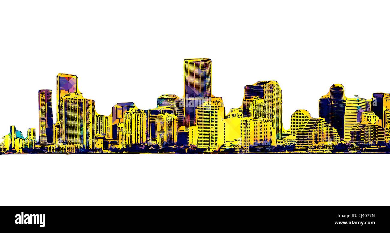 Miami skyline drawing hi-res stock photography and images - Alamy