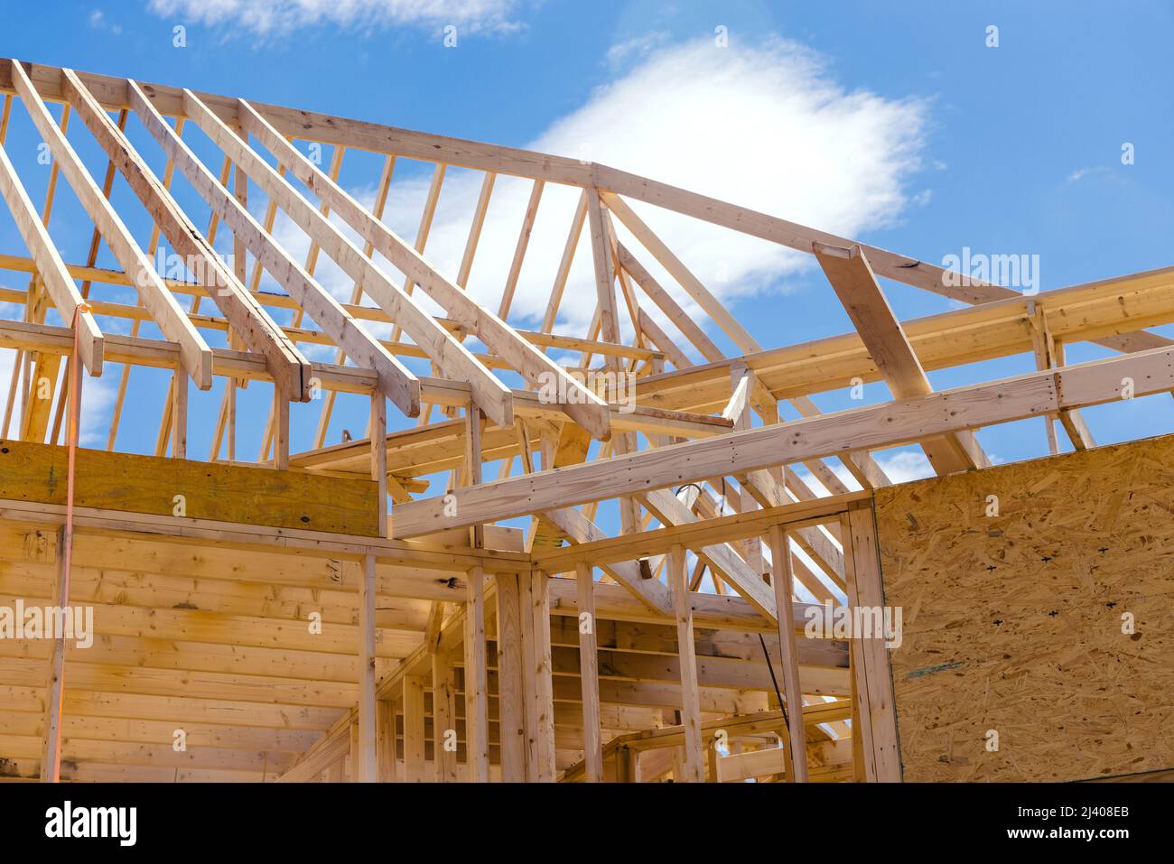 Roof truss timbers construction hi-res stock photography and images - Alamy