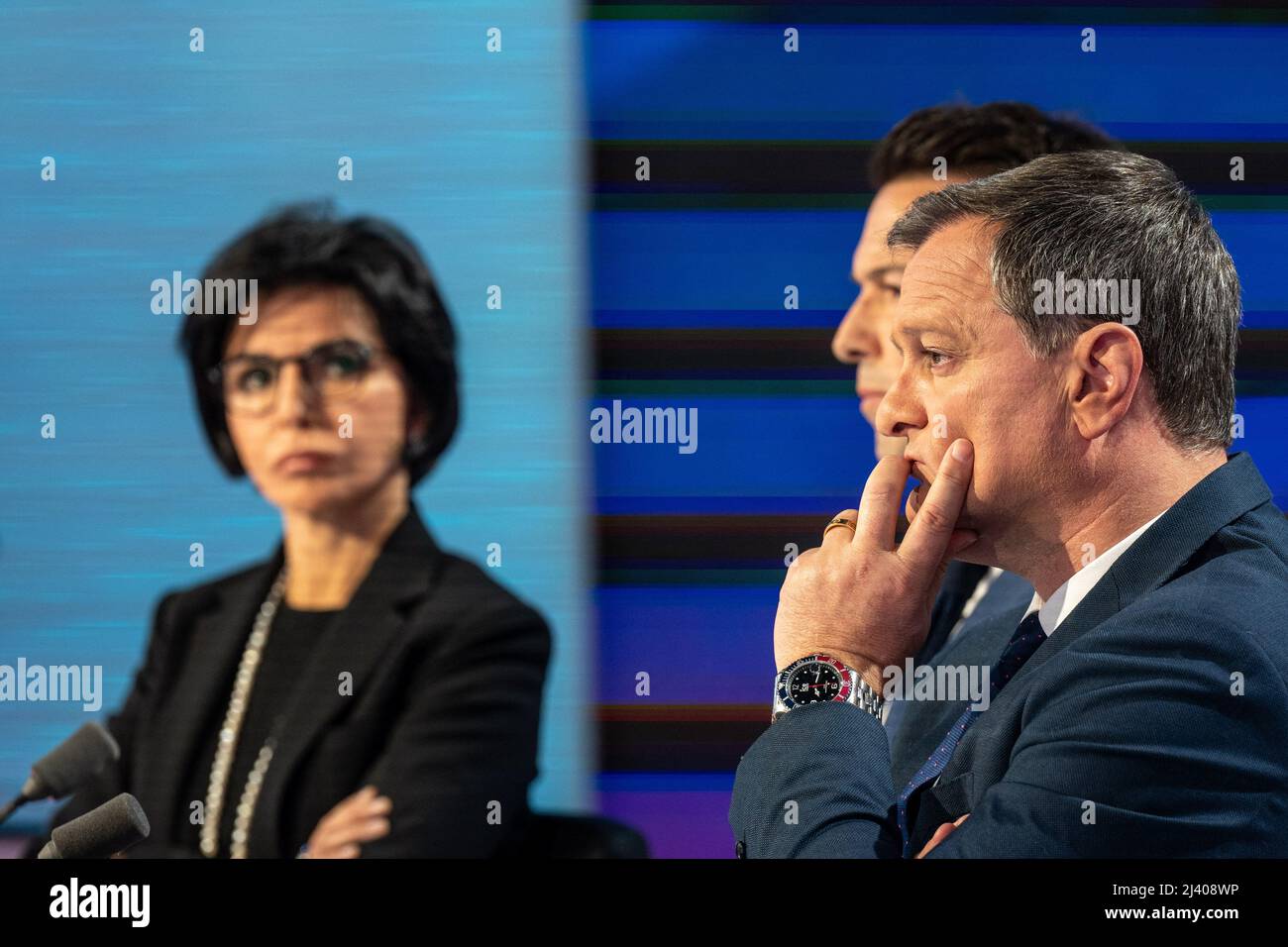 French politicians Louis Aliot (right) and Rachida Datai seen on the ...