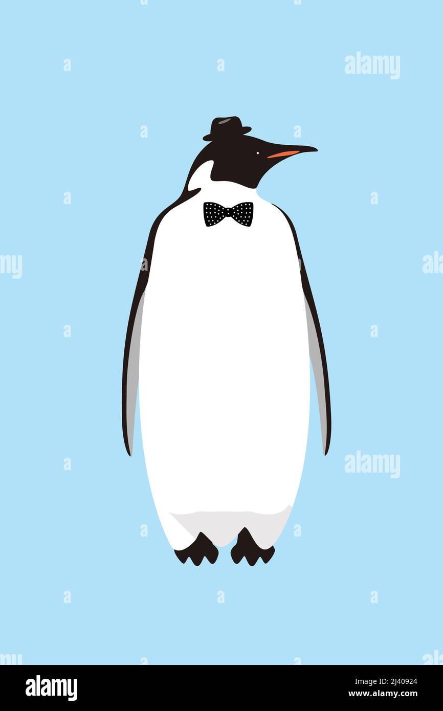 Cute penguin wear a hat and a tie Stock Vector Image & Art - Alamy