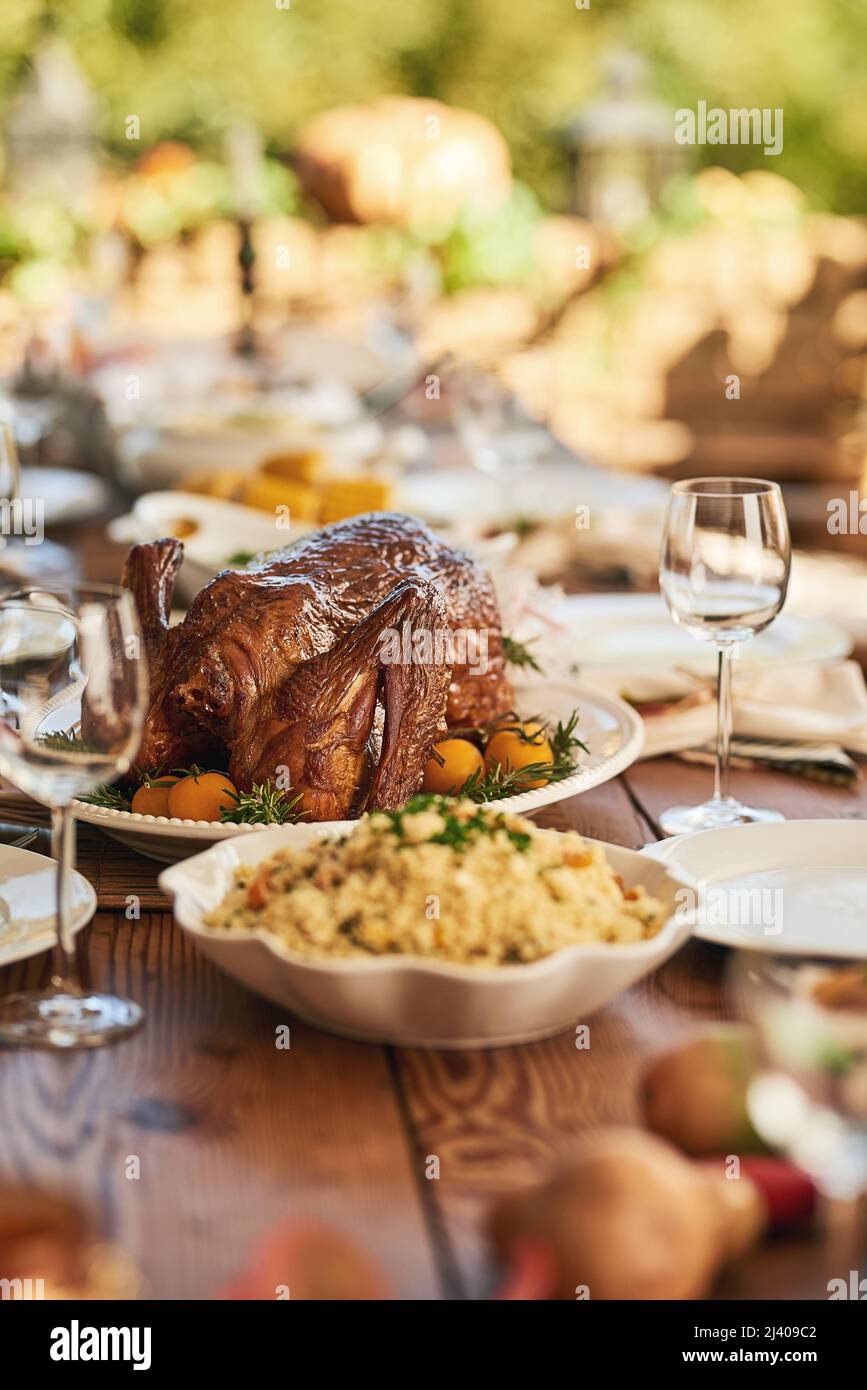 So much food to choose from. Shot nicely set table with all kinds of ...