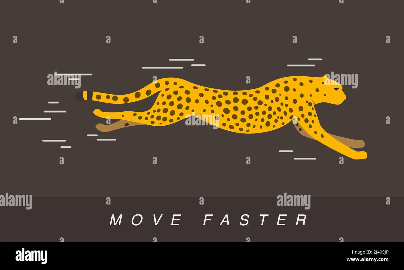 Cheetah running faster, side view, flat design, vector Stock Vector ...